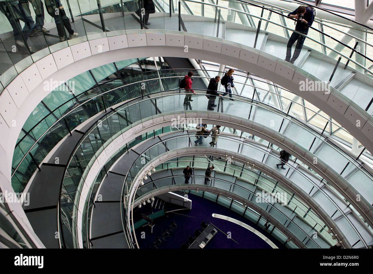 Interior of City Hall designed by Norman Foster, London, England ...