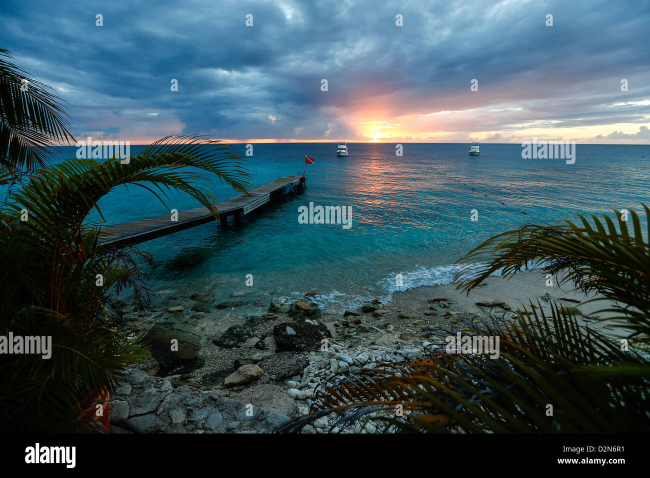 Sunset at the Caribbean island of Curacao Stock Photo - Alamy