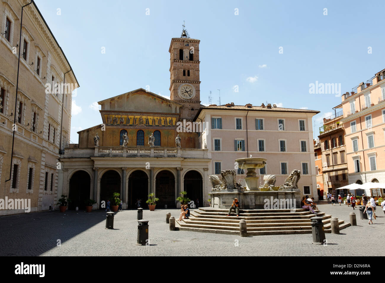Rome. Italy. View of the façade of Rome’s oldest church, the Basilica ...