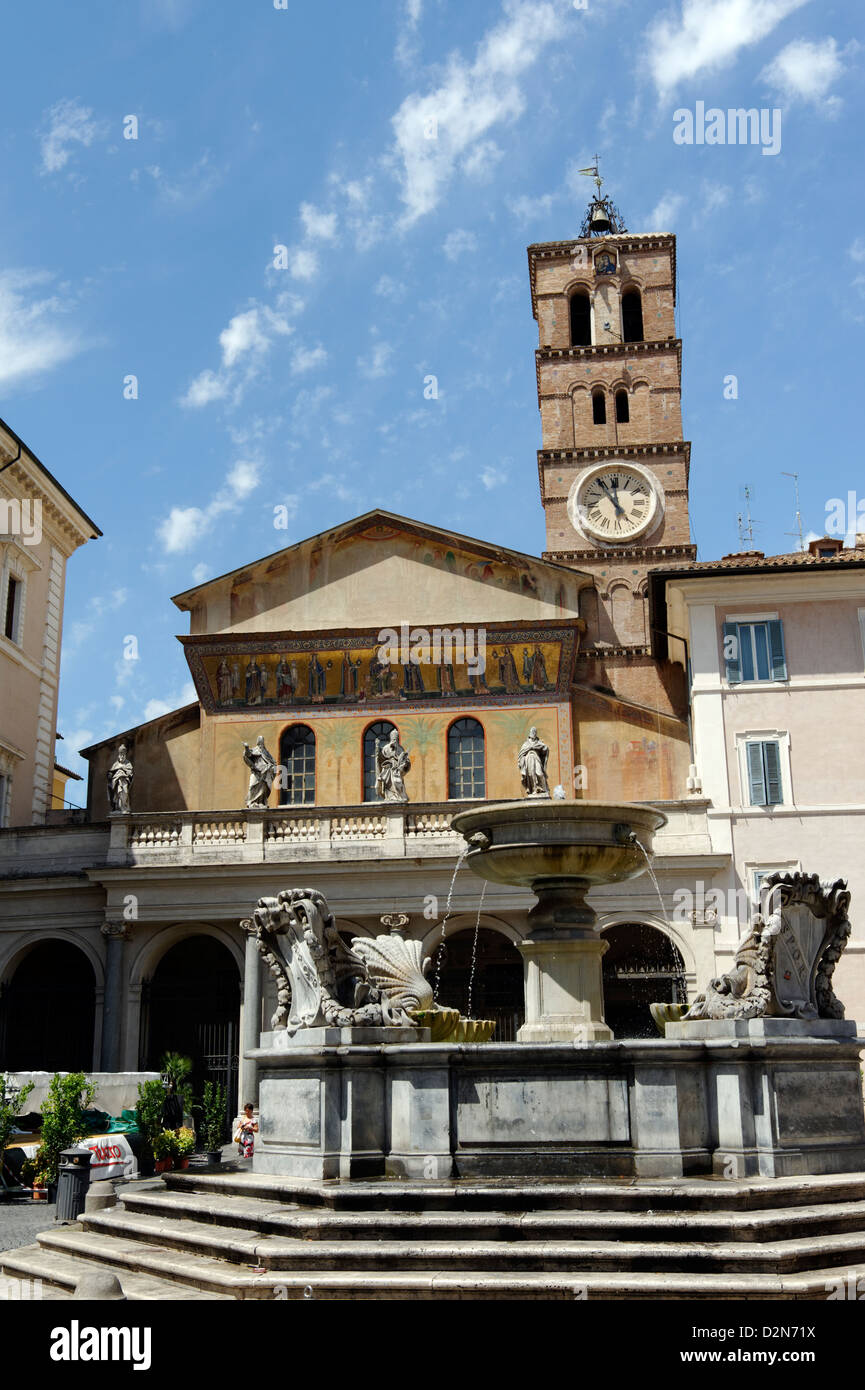 Rome. Italy. View of the façade of Rome’s oldest church, the Basilica ...
