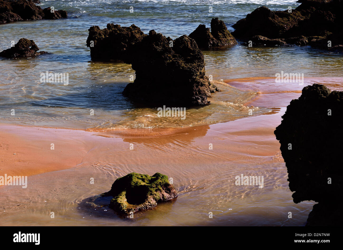 Portugal, Algarve: Rocks and stones at beach Praia da Marinha Stock ...