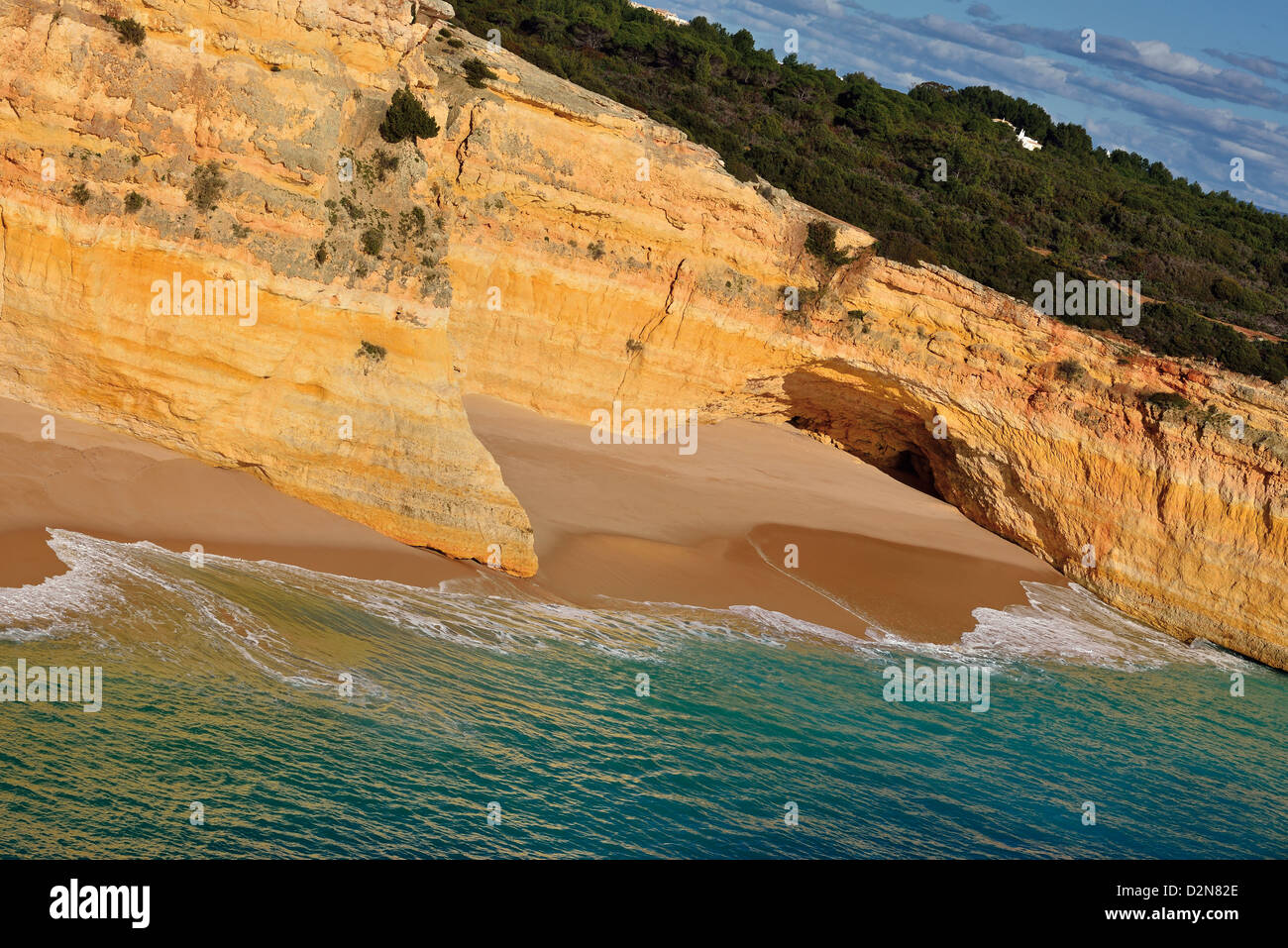 Portugal, Algarve: Unaccessible beach at the coast around Benagil Stock ...