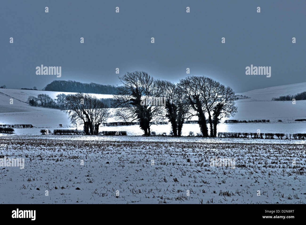 A SCENIC OF A SNOWY WINTERS MORNING. EAST SUSSEX. UK Stock Photo - Alamy