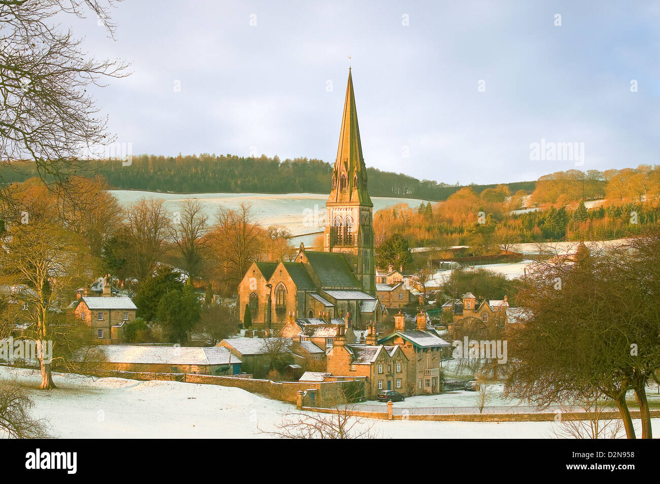 Edensor Chatsworth Derbyshire Peak District Winter Stock Photo - Alamy