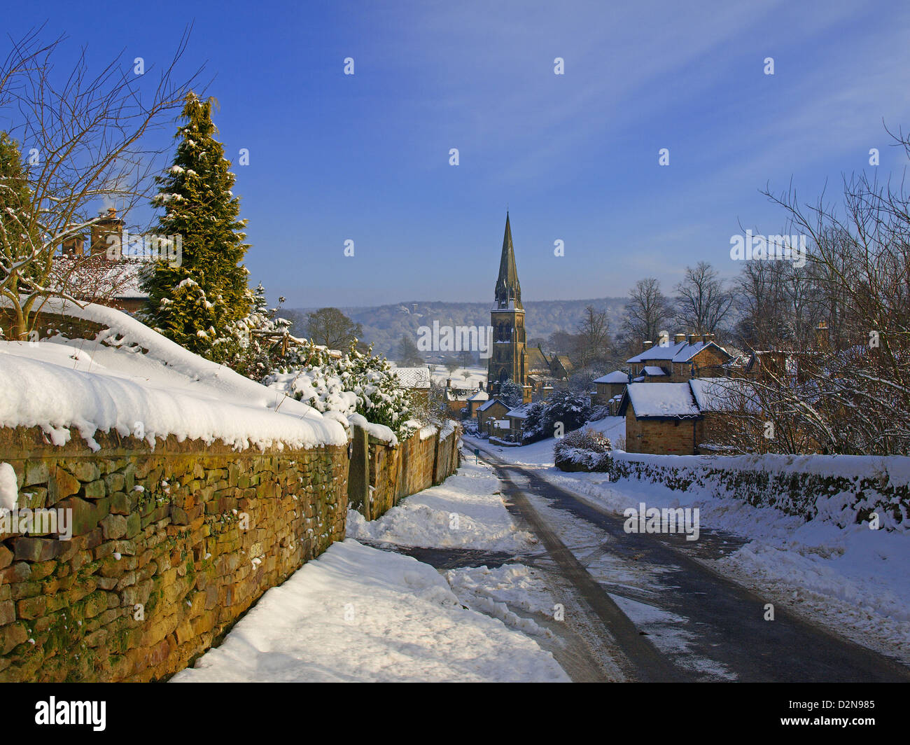 Edensor Chatsworth Derbyshire Peak District Winter Stock Photo - Alamy