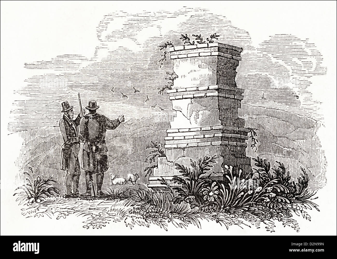 Roman wall at site of ancient Verulam near St Alban's Hertfordshire ...