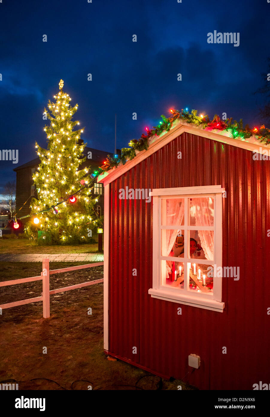 Little House of Christmas Reykjavik Iceland. Small cozy house set up ...