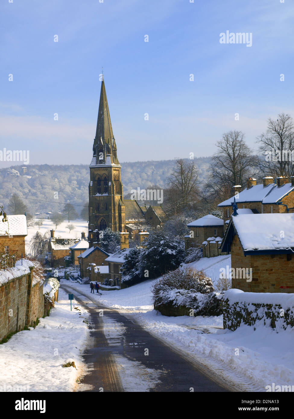 Edensor Chatsworth Derbyshire Peak District Winter Stock Photo - Alamy
