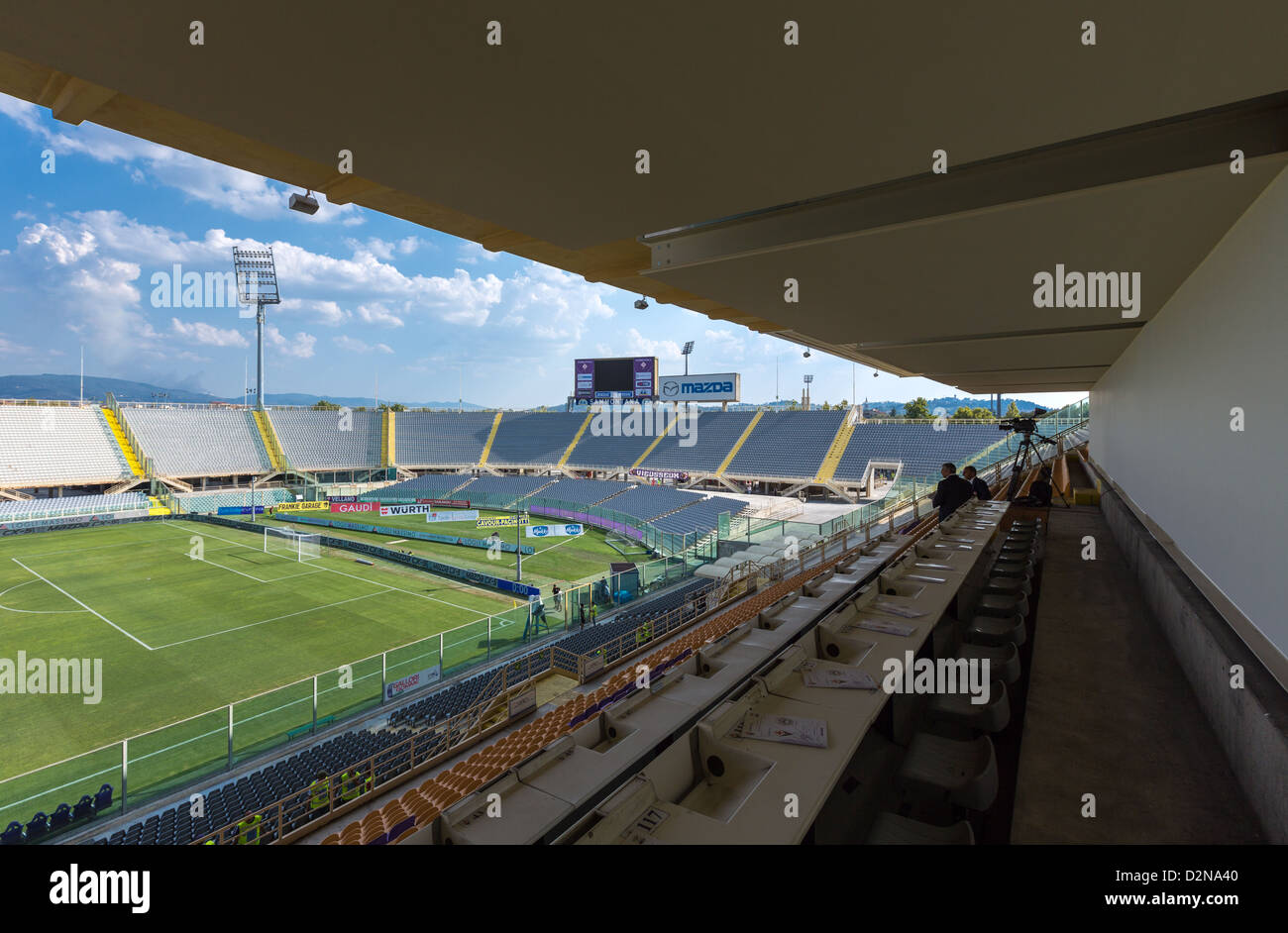 Italy, Florence, the main stand of the Artemio Franchi football stadium ...