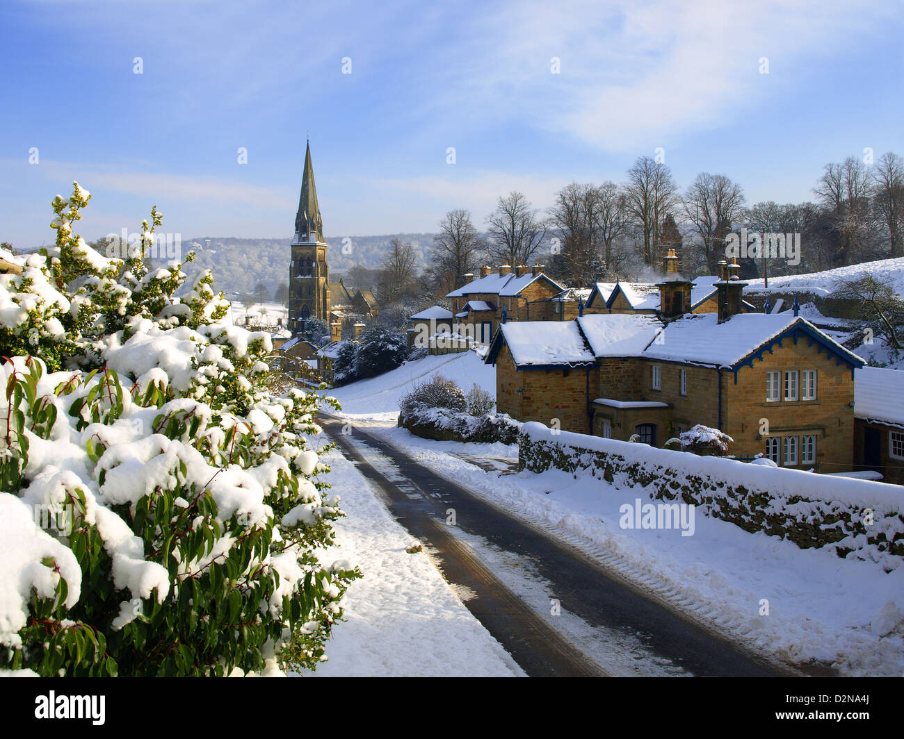 Edensor Chatsworth Derbyshire Peak District Winter Stock Photo - Alamy