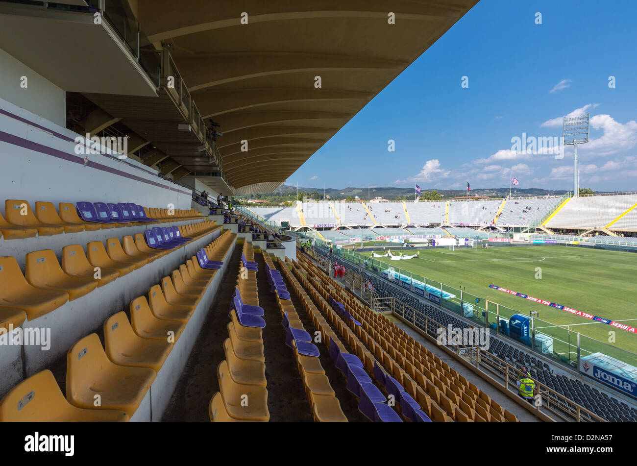 Italy, Florence, the main stand of the Artemio Franchi football stadium ...
