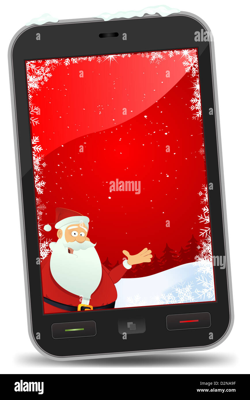 Illustration of a smartphone screen with christmas wallpaper inside and ...