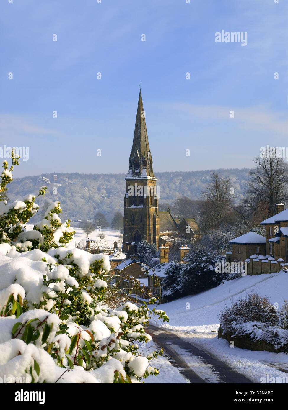 Edensor Chatsworth Derbyshire Peak District Winter Stock Photo - Alamy
