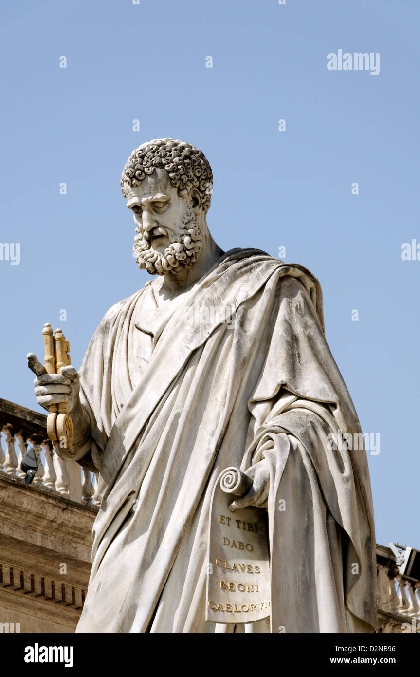 Rome. Vatican. Italy. View of the statue of Saint Peter on a pedestal ...