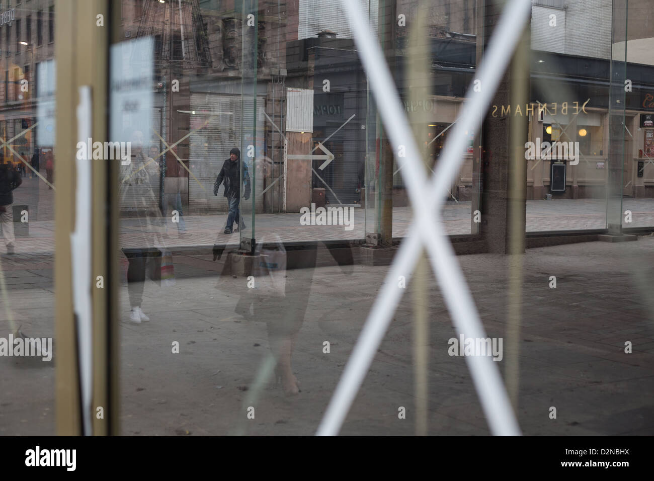 Rundown streets, To Let signs, and boarded up shops, in the City centre ...