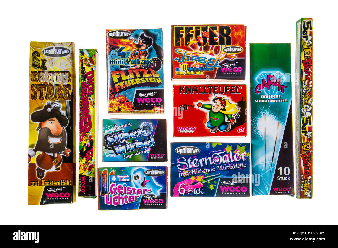 Different types of fireworks, special for kids, not dangerous Stock ...
