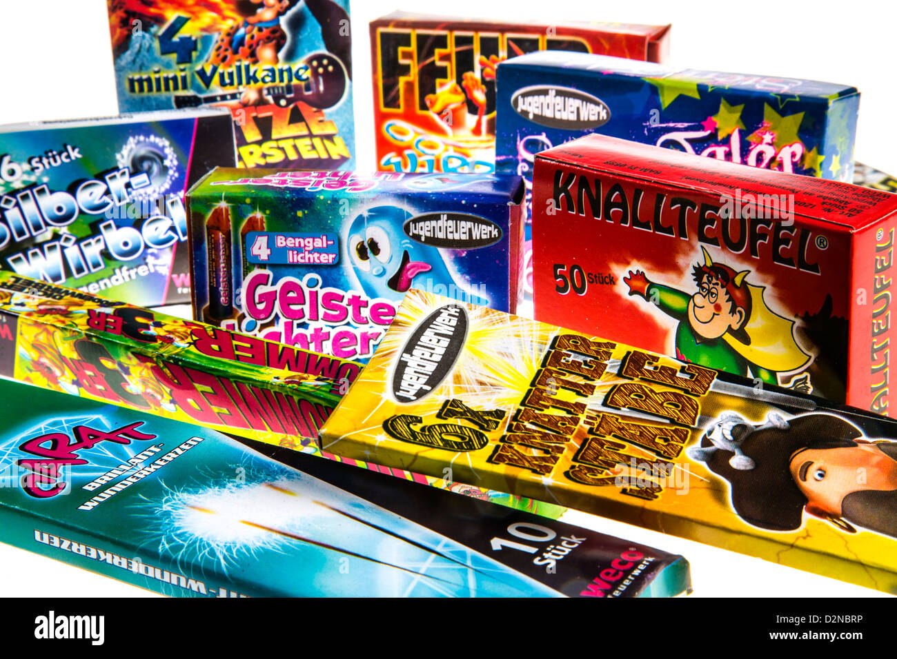 Different types of fireworks, special for kids, not dangerous Stock ...