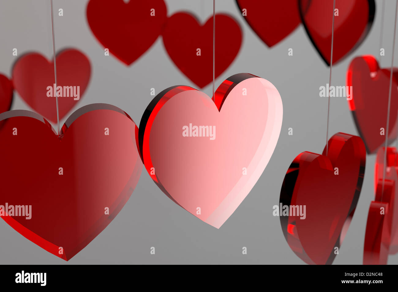 Valentine's Day Red Hearts (3D render Stock Photo - Alamy