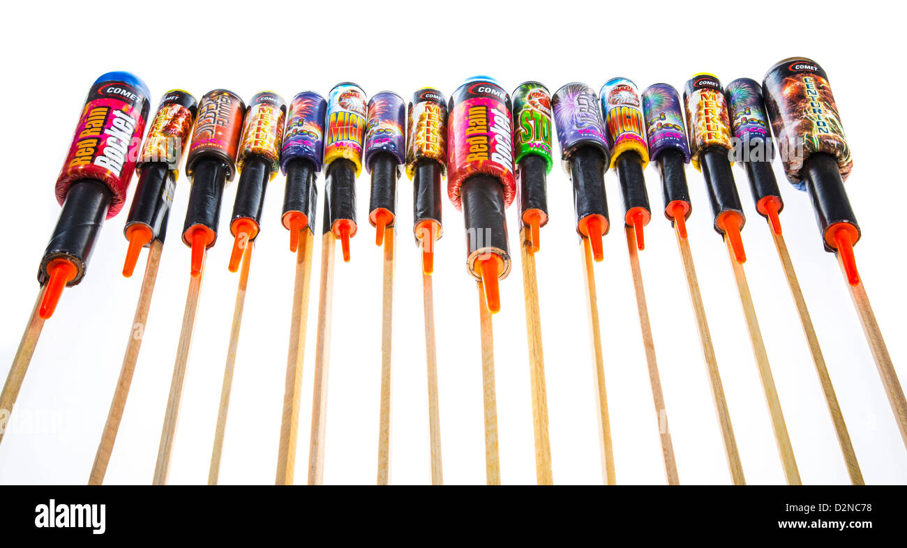 Different types of firework rockets, missiles Stock Photo - Alamy