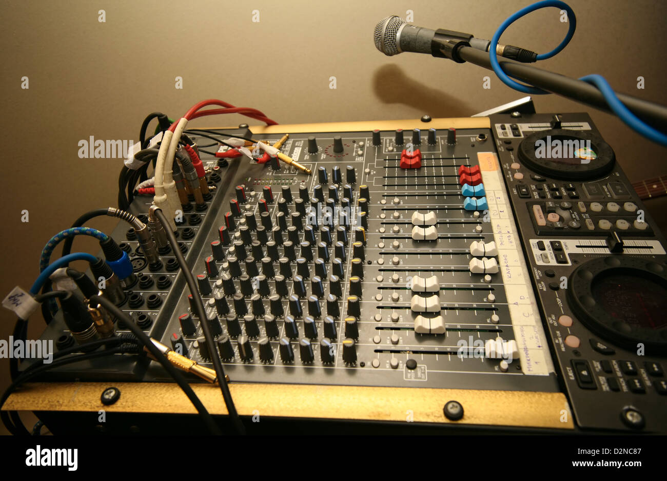 The musical board and microphone Stock Photo - Alamy