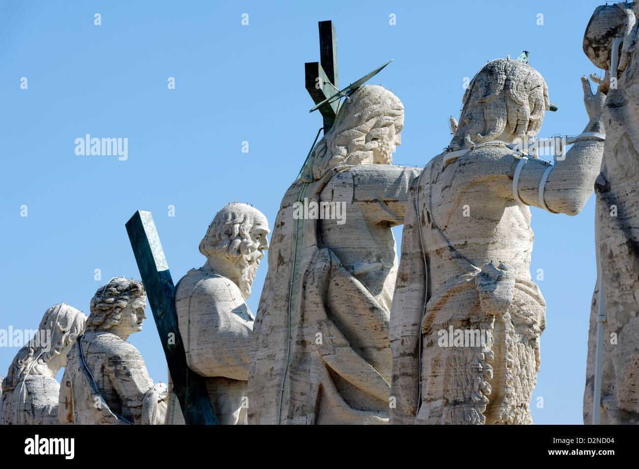 Rome Vatican Italy View from roof Saint Peters Basilica some 13 statues ...