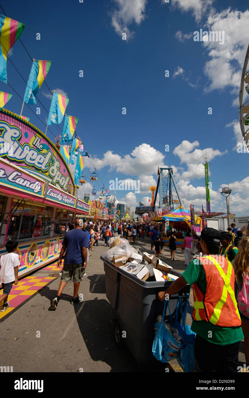 Garbage collection on the midway of the Canadian National Exhibition a ...