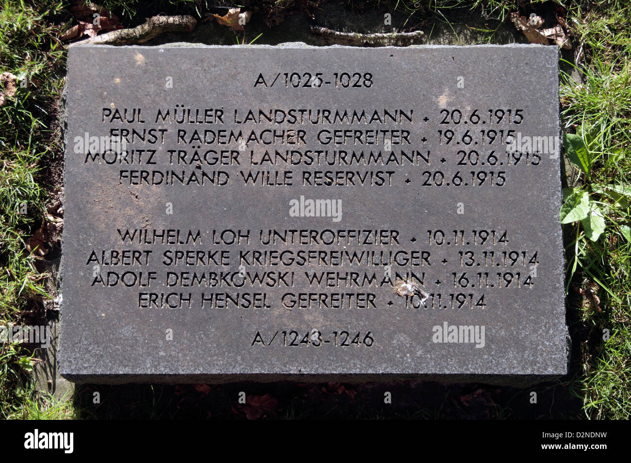 A memorial plaque with names of fallen German soldiers in the Langemark ...