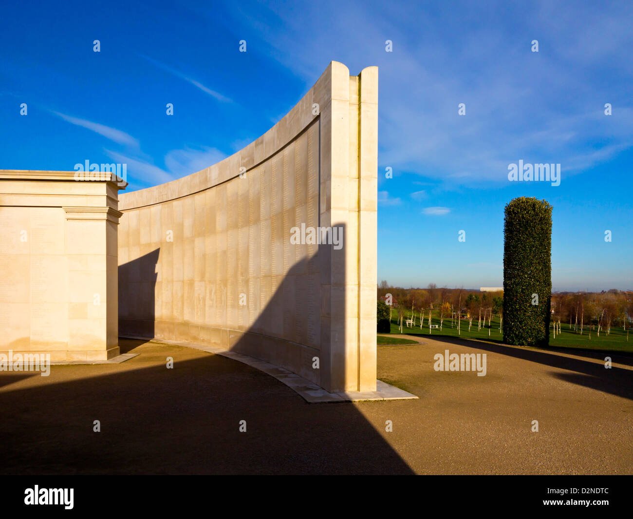 Wall of names of the British dead at Armed Forces Memorial area of ...