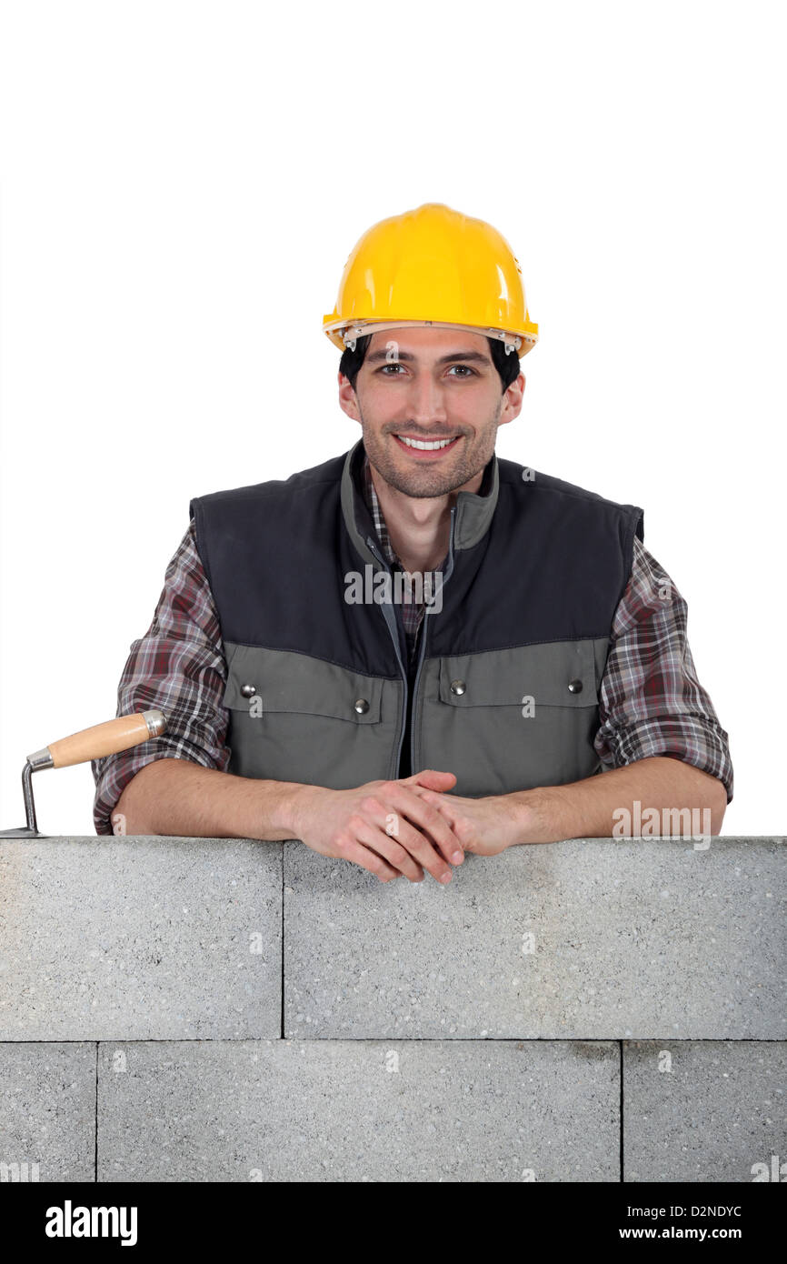 portrait of handsome bricklayer Stock Photo - Alamy