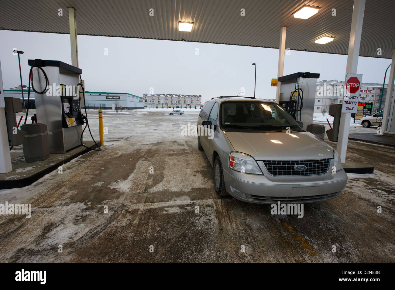 mpv at gas station during winter Saskatoon Saskatchewan Canada Stock ...
