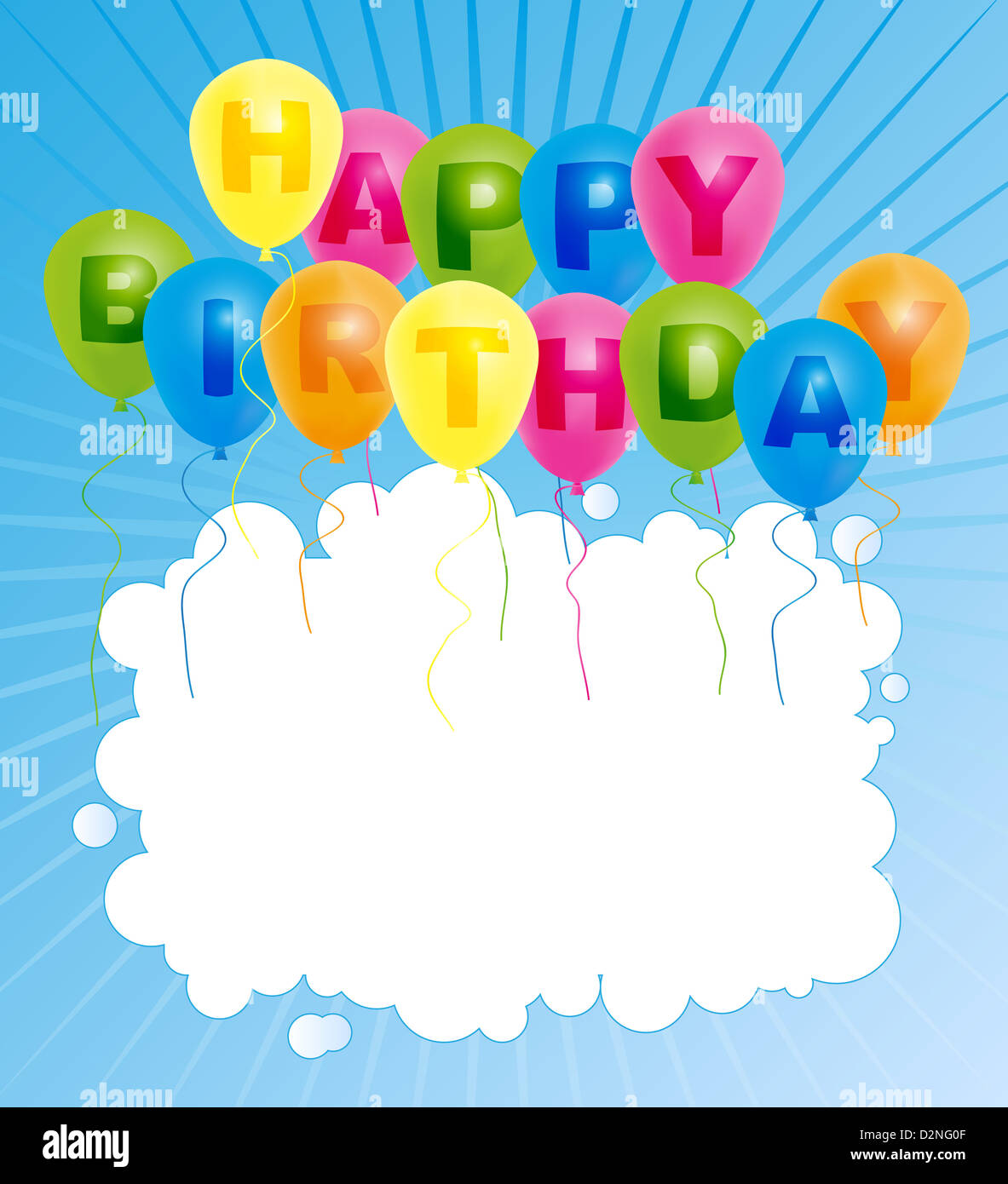 Happy Birthday Card- Color Balloons With With Happy Birthday Sign Stock ...