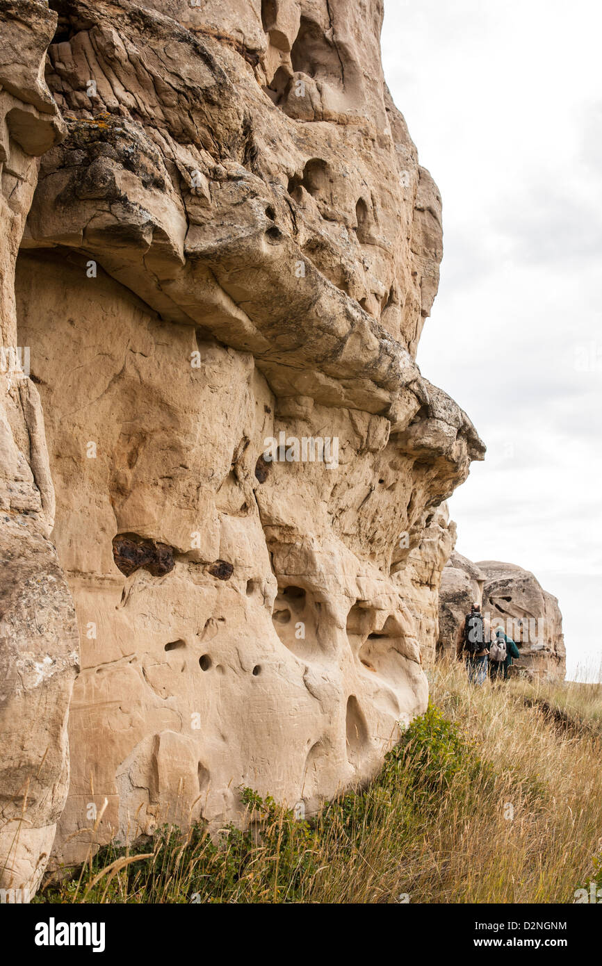 badlands rock formations, Writing on Stone Provincial Park, Alberta ...
