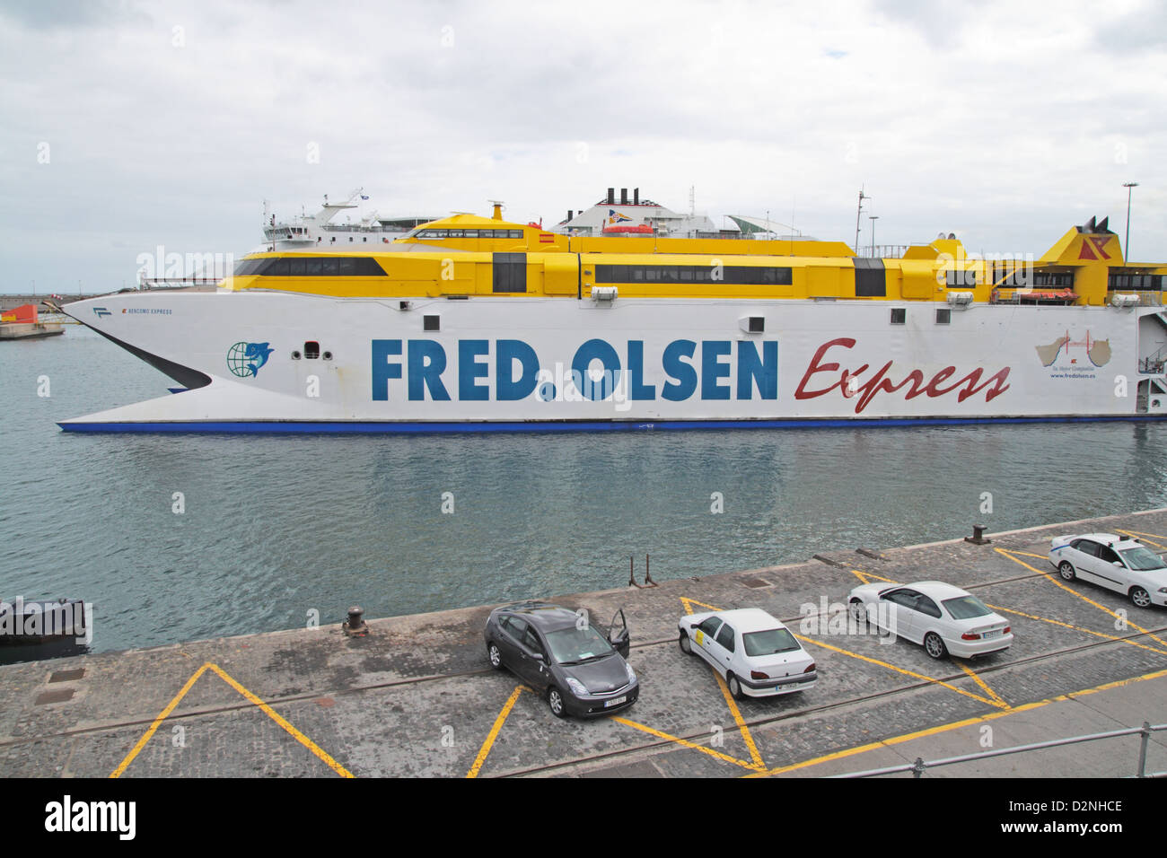 Fred Olsen ferry departing from Santa Cruz de Tenerife port Stock Photo ...