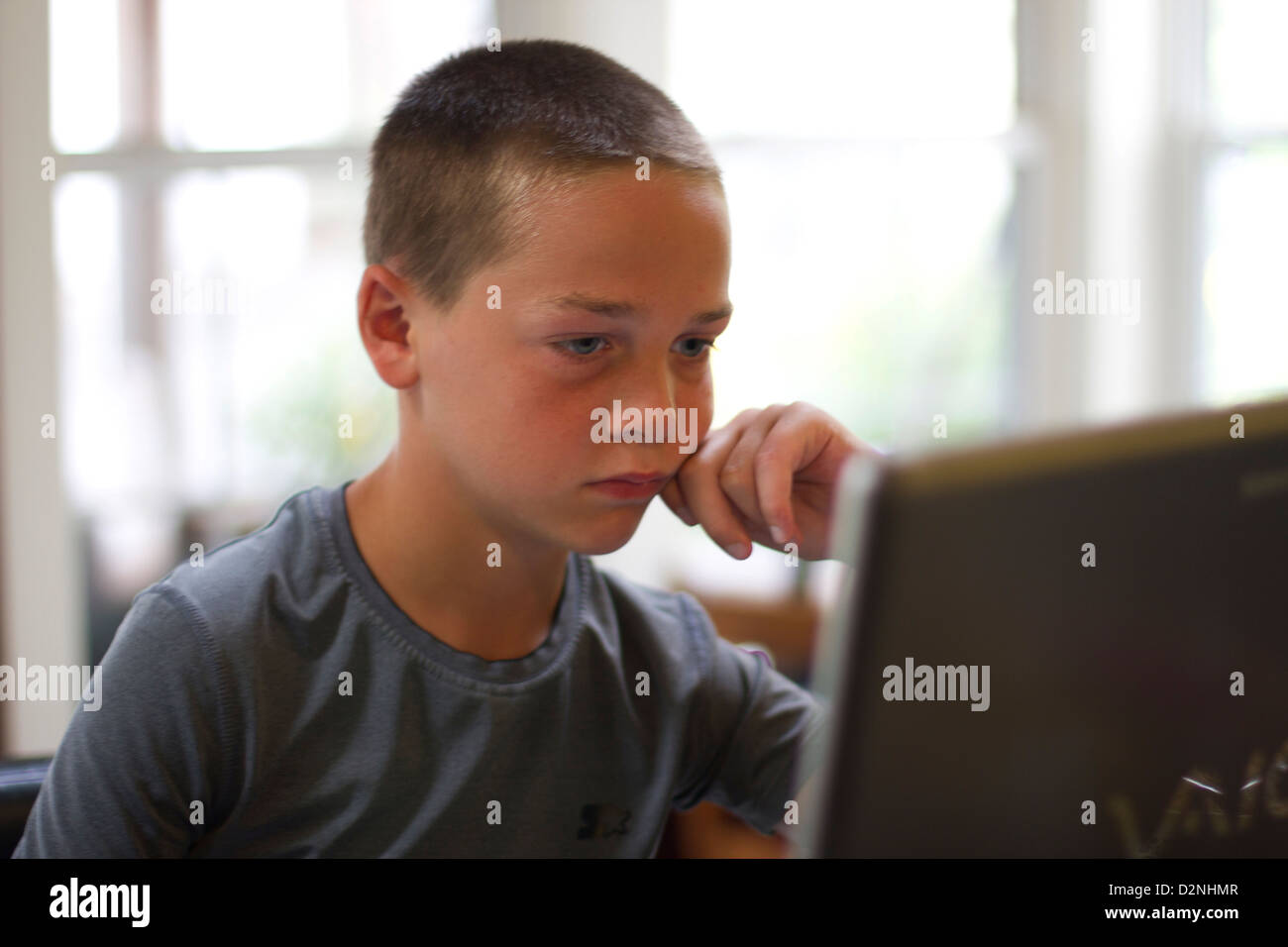 Young child on the computer / Homeschooling Stock Photo - Alamy