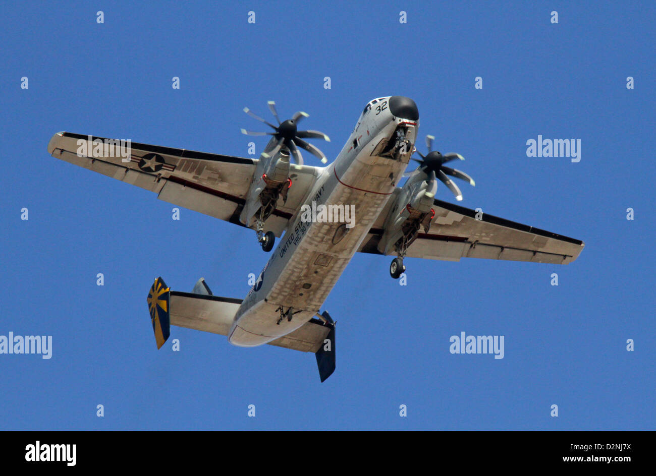 Grumman C-2 Greyhound cargo aircraft with eight-bladed propellers Stock ...