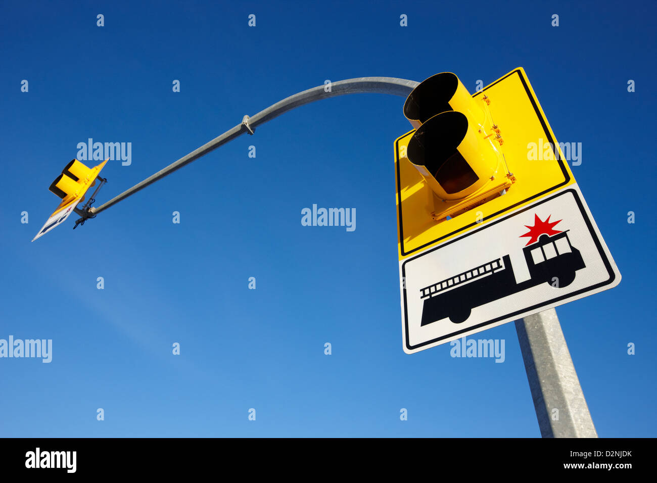fire engine stop sign and signal Saskatoon Saskatchewan Canada Stock ...
