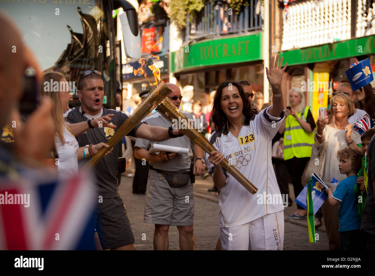 Olimpic Torch 2012 on a street of Chester Stock Photo - Alamy