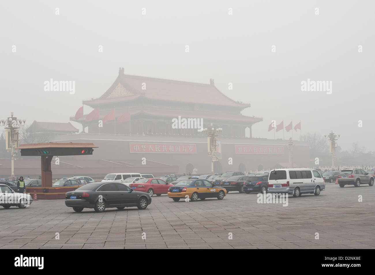 Beijing, China. 29th January 2013. Tiananmen tower enveloped by the ...