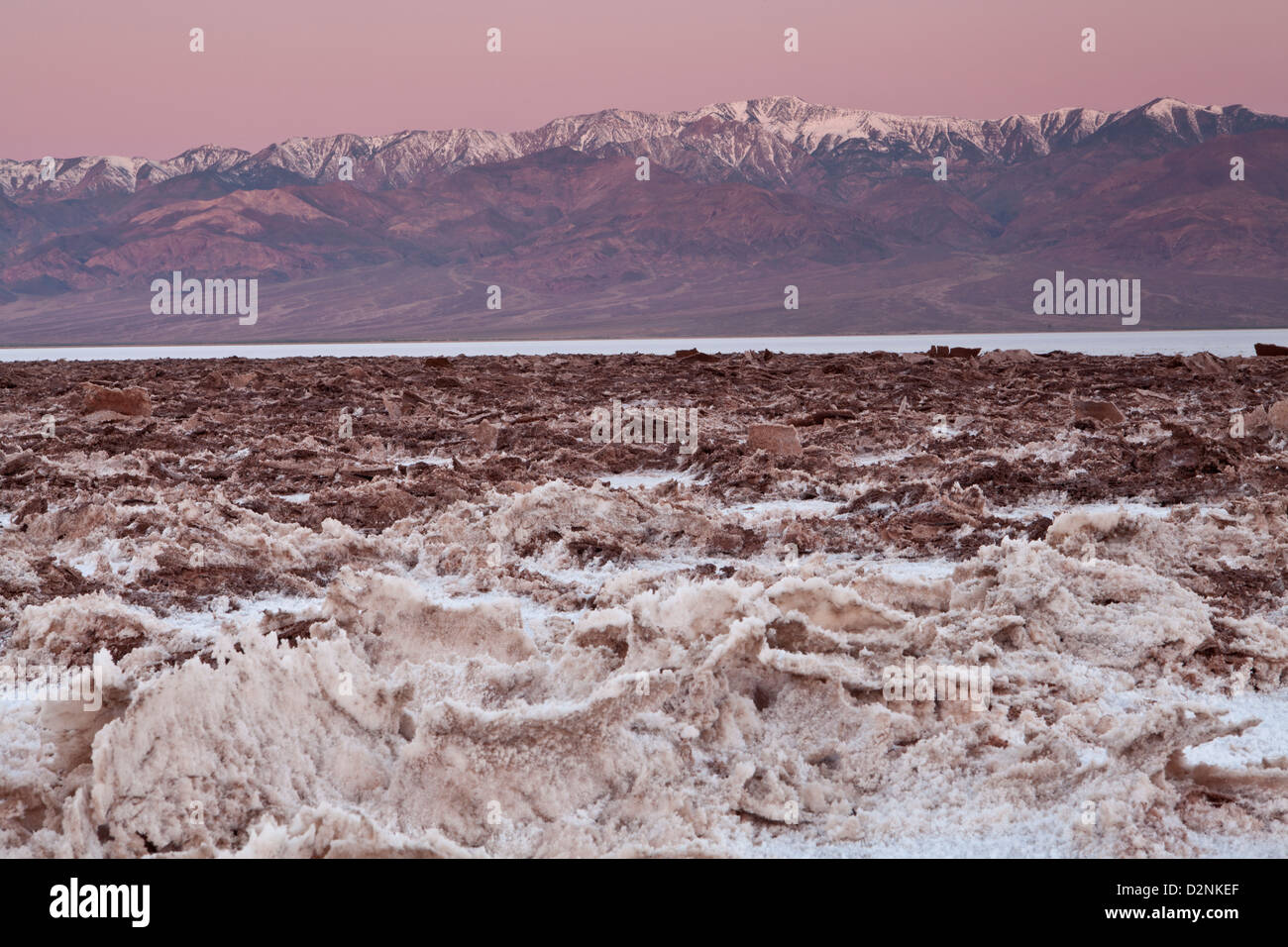 Telescope Peak in the Panamint Range above some uplifted salt crusts in ...