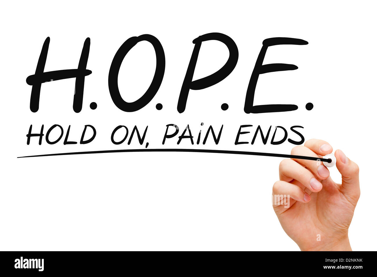 Hand writing Hope concept with black marker on transparent wipe board ...