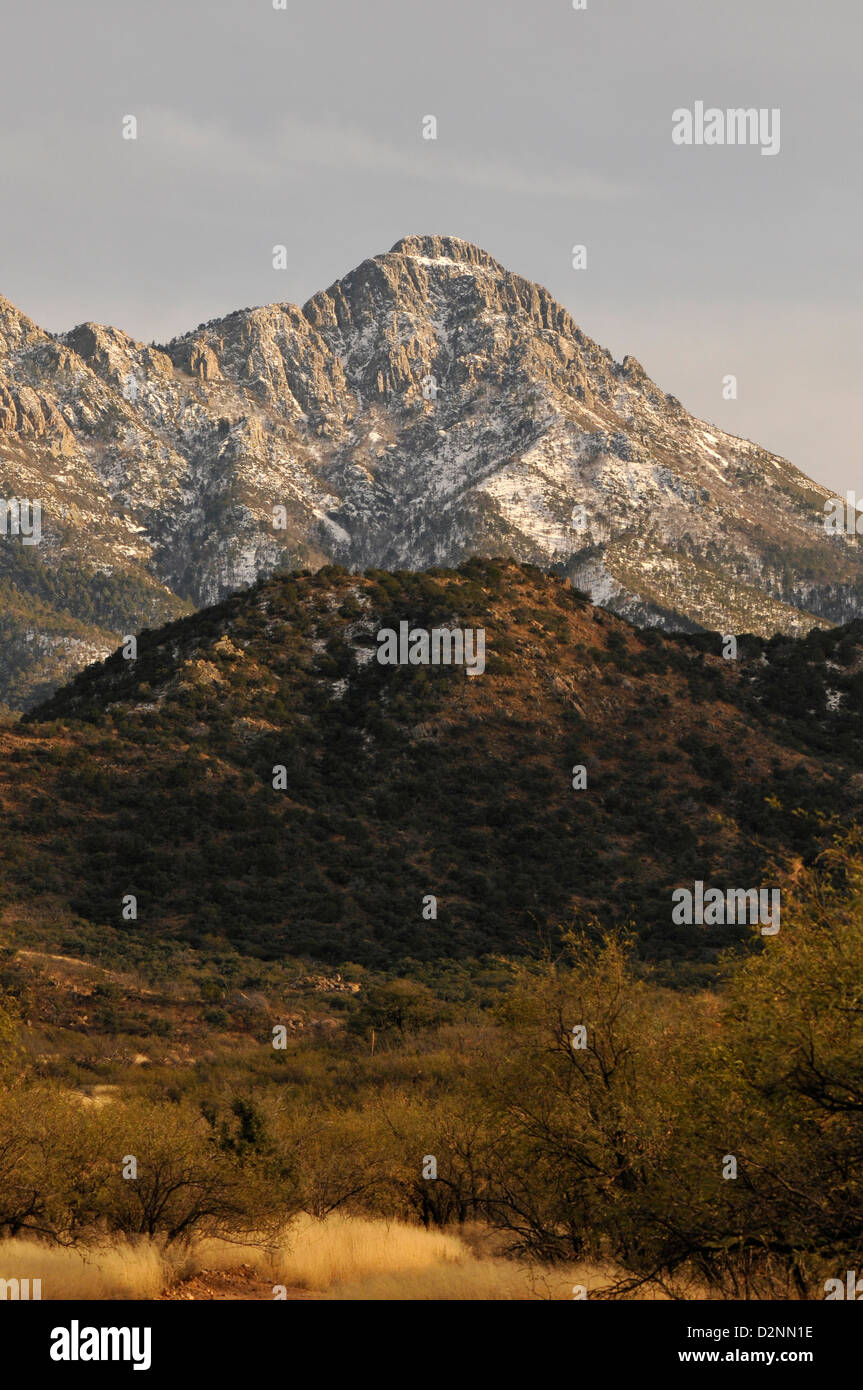 Snow caps a peak in the Santa Rita Mountains, Coronado National Forest ...