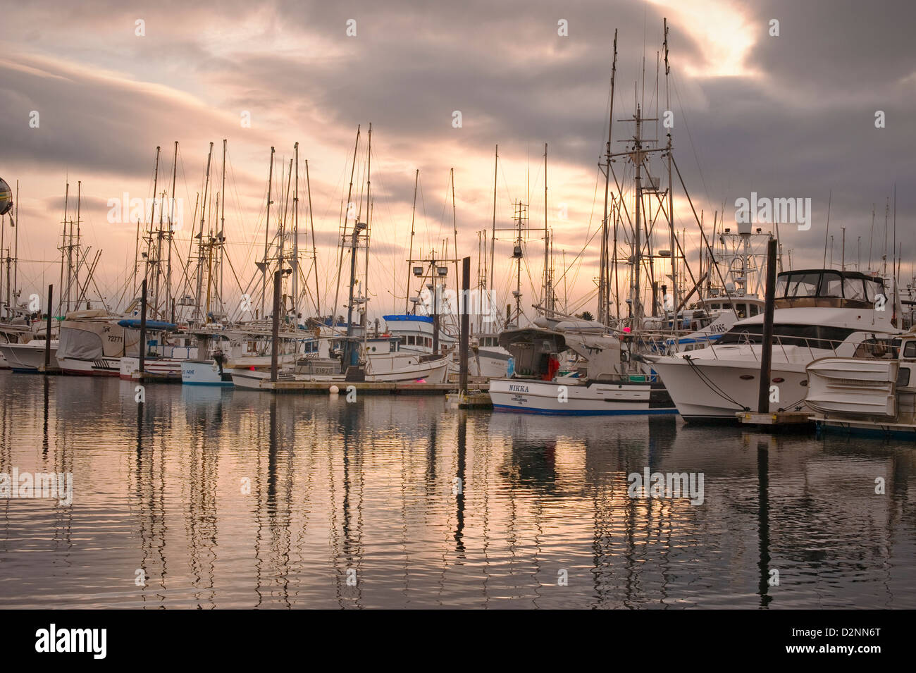 Commercial fishing fleet docked in Crescent Harbor, Sitka, Alaska, USA ...
