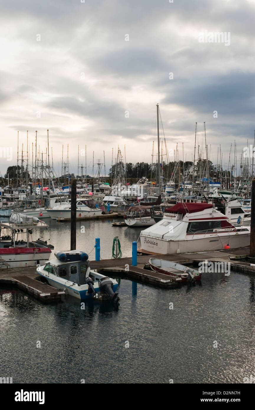 Commercial fishing fleet docked in Crescent Harbor, Sitka, Alaska, USA ...