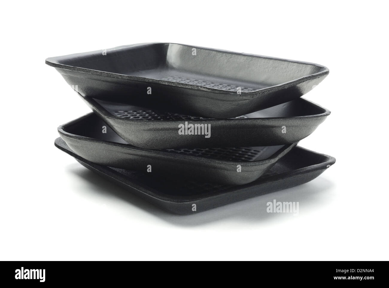 Stack of Disposable Black Styrofoam Trays on White Background Stock ...