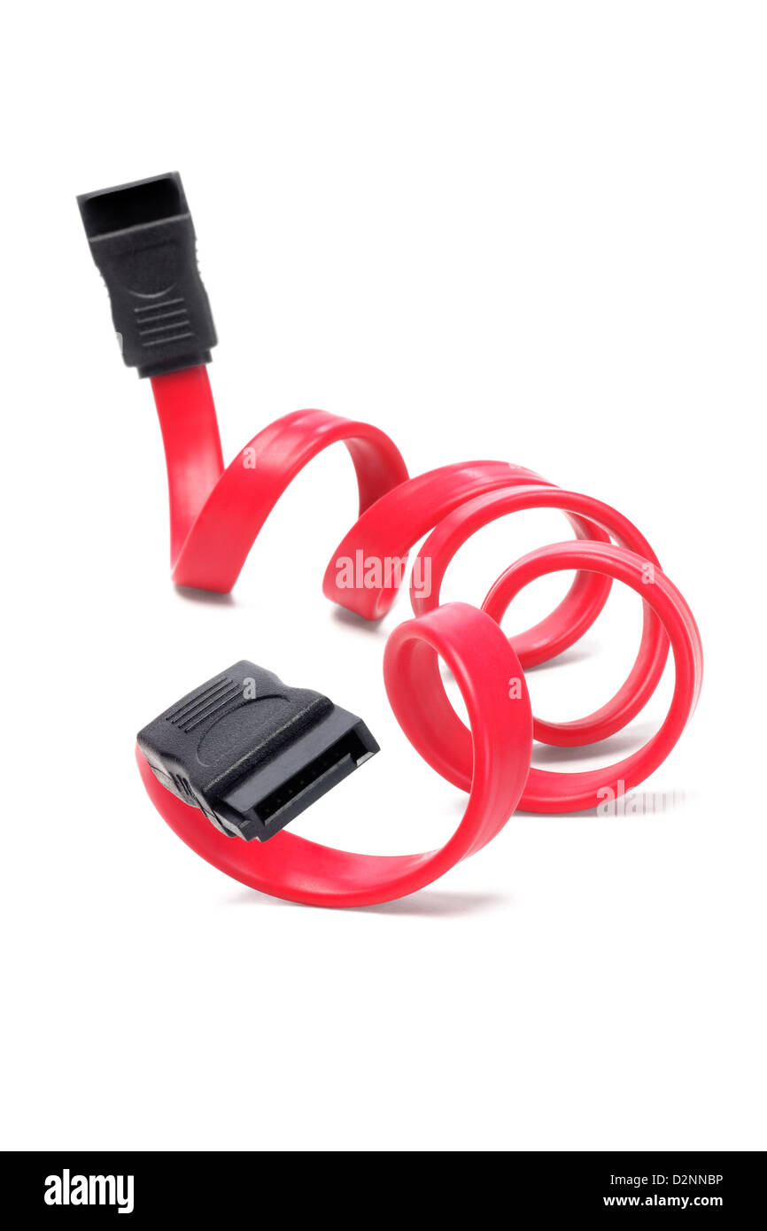 Serial ATA Cable on White Background Stock Photo - Alamy