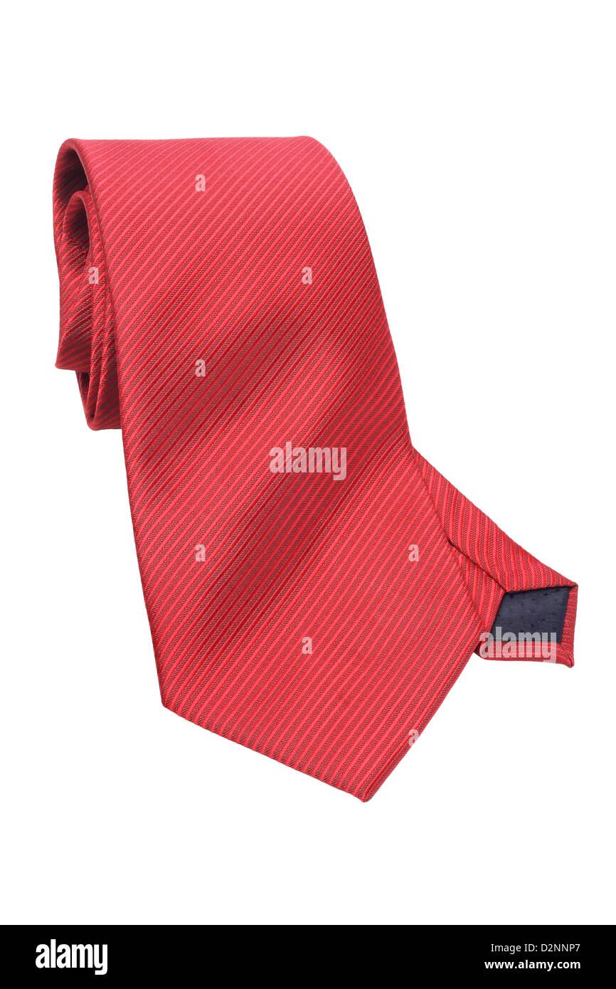 Red Necktie With Stripes On White Background Stock Photo - Alamy