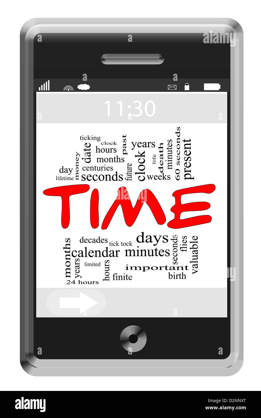 Time Word Cloud Concept of Touchscreen Phone with great terms such as ...