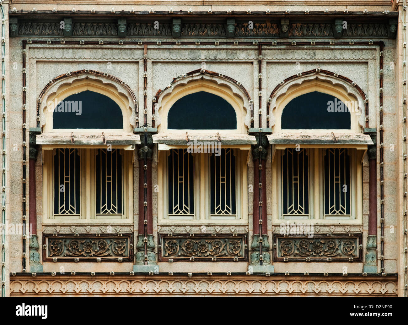 Windows of a palace, Mysore Palace, Mysore, Karnataka, India Stock ...