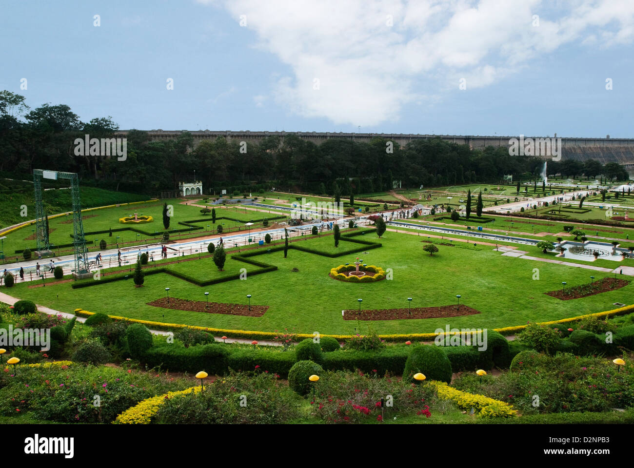High angle view of a garden, Brindavan Gardens, Mysore, Karnataka ...
