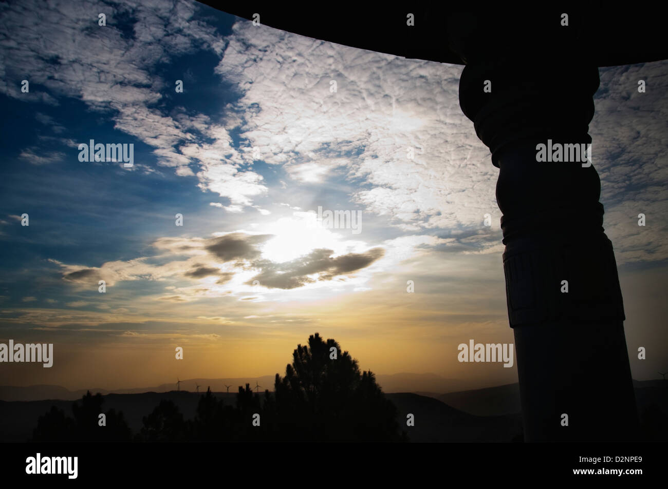 Sky viewed from a shrine, Srivari Padalu, Narayanagiri Hill, Tirupati ...